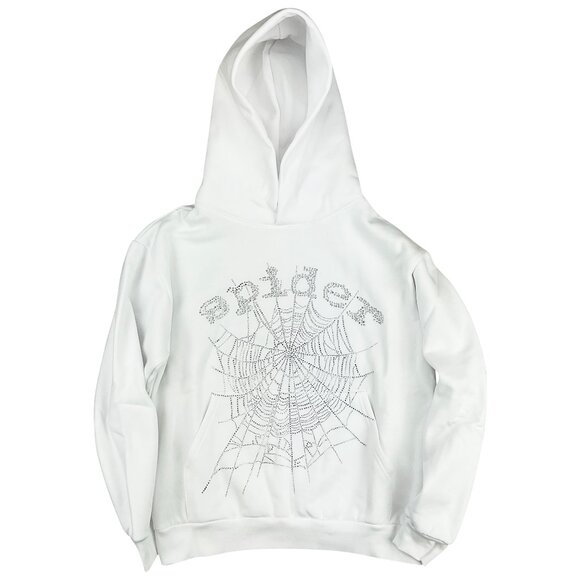 Sp5der | Shirts | Sp5der Og Rhinestone Logo Hoodie Sweatshirt White ...